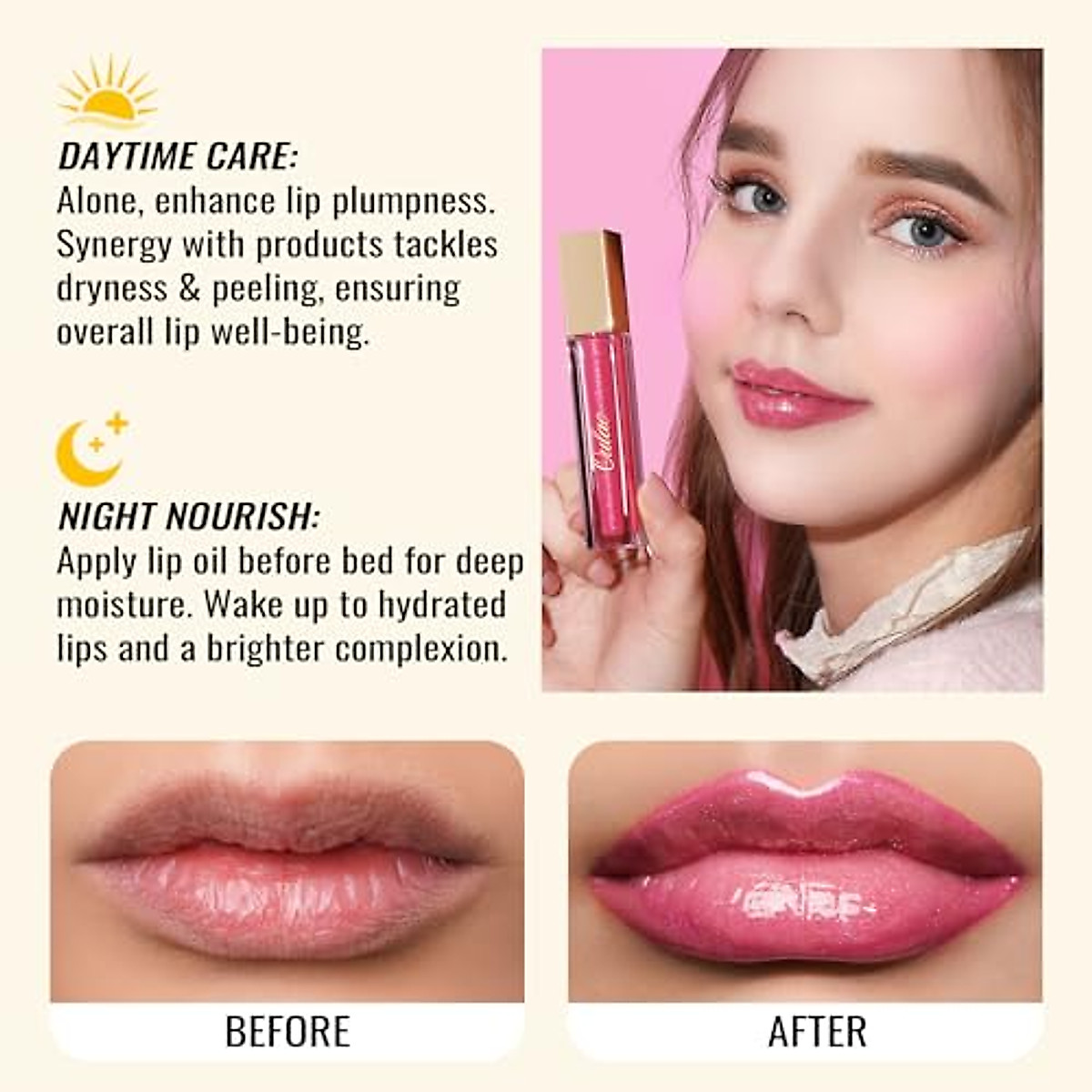 Oulac Shine Orange Liquid Lipstick for Women-Lip Plumper Lip Gloss for Dry Lip Care, Lightweight Soft and Hydrating Lip Tint Stain with Vitamin E & Rose Oil Vegan & Cruelty-Free, S06