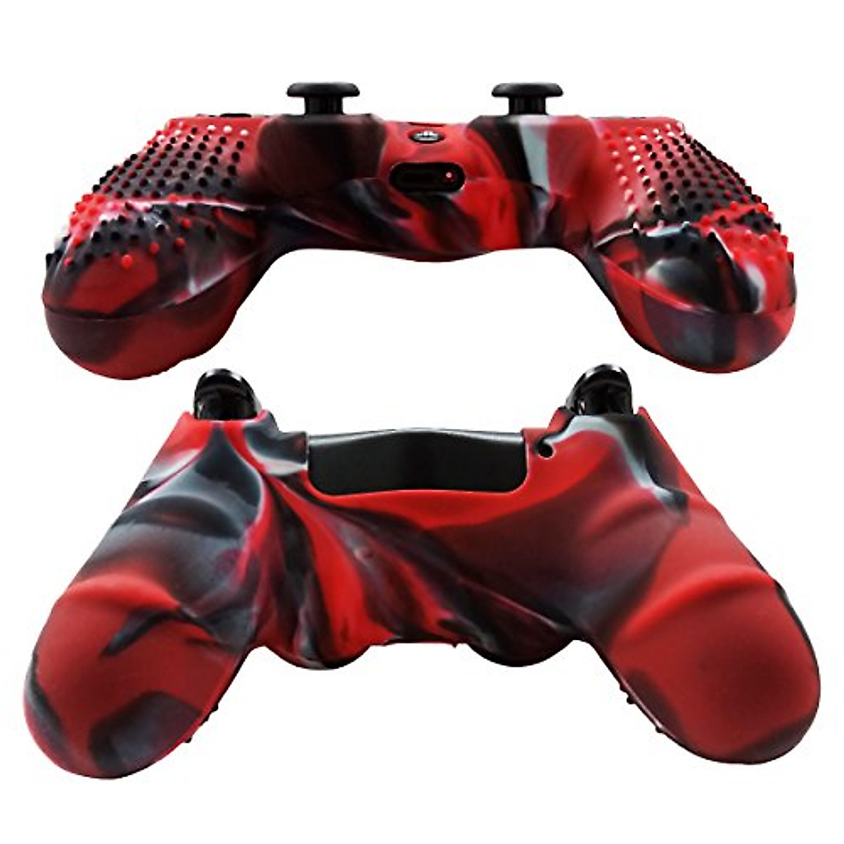 Pandaren Studded Anti-Slip Silicone Cover Skin Set for PS4 /Slim/PRO Controller(CamouRed Controller Skin x 1 + FPS PRO Thumb Grips x 8)