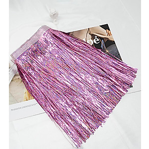 Sharonlily 2 Pack Glitter Pink Foil Fringe Garland-4 Layers Thick | Shiny Metallic Tinsel Streamers, Hanging Fringe Banner for Wedding Christmas Decoration Home Hanging Parade Floats