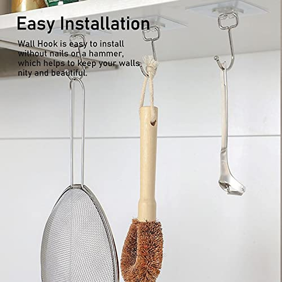 JIQGOZBAN 10 Packs Adhesive Command Hooks, Heavy Duty Wall Hook for Hanging, Waterproof Stick on Hooks for Keys Pictures Bathroom Shower Outdoor Kitchen Door Curtain Rods No Drilling 13lb(Max)