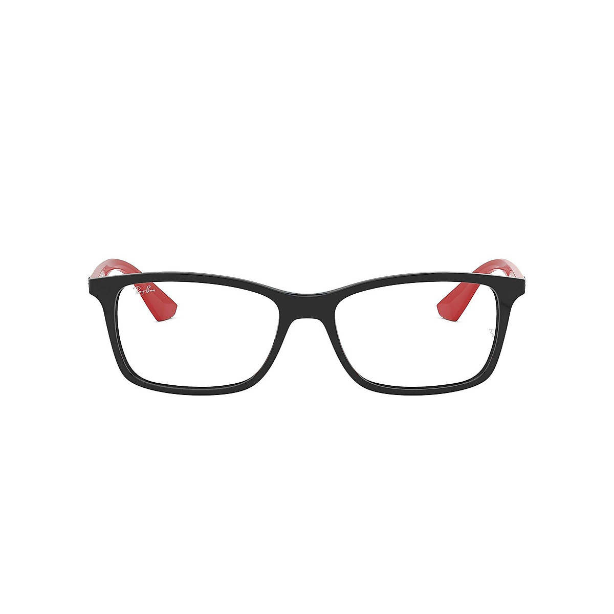 Ray-Ban RX7047 Rectangular Prescription Eyeglass Frames, Black on Red/Demo Lens, 56 mm