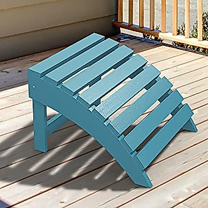SERWALL Folding Adirondack Ottoman, Weather Resistant Adirondack Footrest Without Assembly, Cyan Blue
