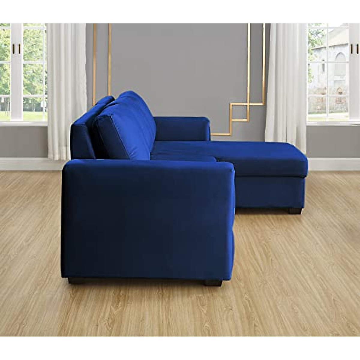 Legend Vansen 91'' L-Shaped Convertible Sectional Sleeper Sofa with Pull-Out Bed and Storage,with Reversible Chaise,Convertible Sofa for Living Room and Apartment