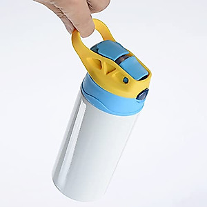 JIAOAO 2 Pcs Sublimation Sippy Cups,Stainless Steel Straight Thermos Cup Student Water Cup Children'S Straw Cup Cute Stainless Steel Water Cup With Straw.Red+Yellow