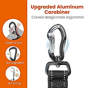 IOKHEIRA Dog Seatbelt, Updated Adjustable Harness Reflective Bungee Dog Car Seat Belt with Aviation Aluminum Alloy Rotatable Carabiner, Hook & Buckle