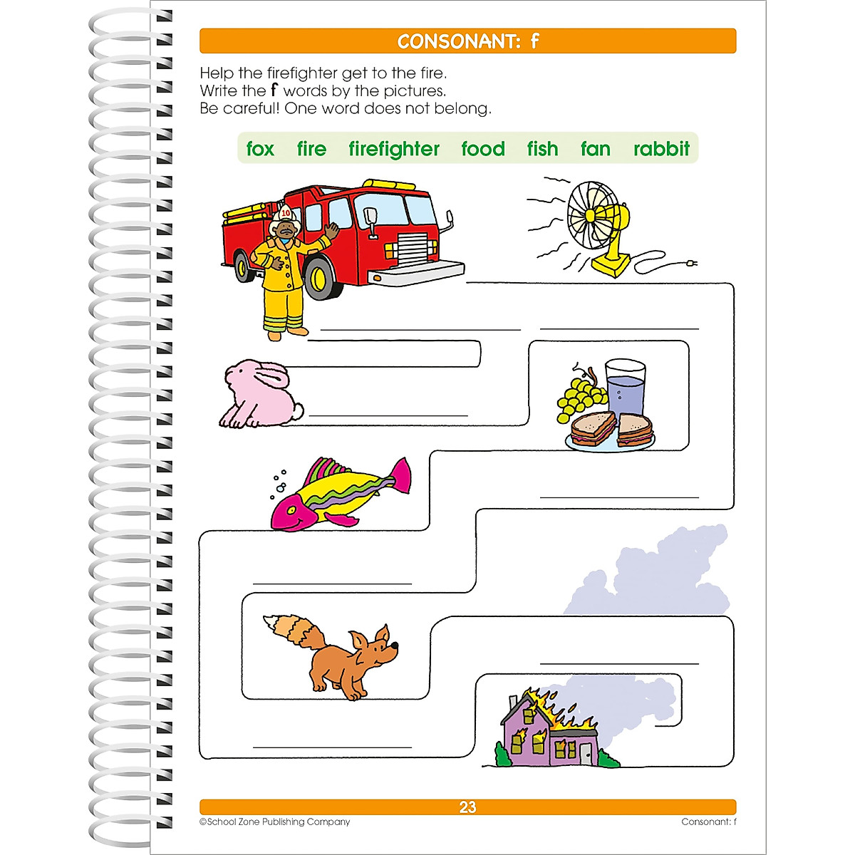 School Zone - Big Spelling 1-3 Workbook - 320 Spiral Pages, Ages 6 to 9, 1st Grade, 2nd Grade, 3rd Grade, Letter Sounds, Consonants, Puzzles, and More (Big Spiral Bound Workbooks)