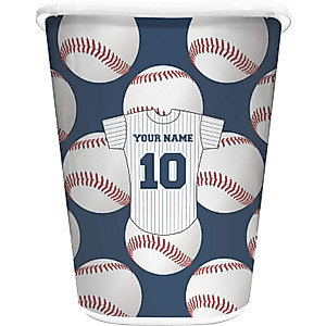 RNK Shops Personalized Baseball Jersey Waste Basket - Single Sided (White)