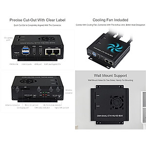 Waveshare Dual Gigabit Ethernet 5G/4G Mini-Computer Compatible with Raspberry Pi Compute Module 4 (NOT Included) with Metal Case and Cooling Fan