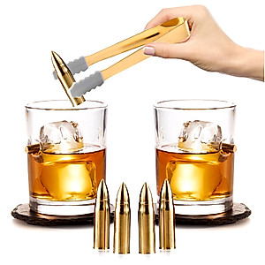 Whiskey Glasses Gifts for Men - Bourbon Whiskey Stones Unique 10 Piece Gift Set for Men in Gift Box - Groomsmen Gifts for Men - Scotch Whiskey Glass Set Retirement Gift - Alcohol Gifts - Bezrat