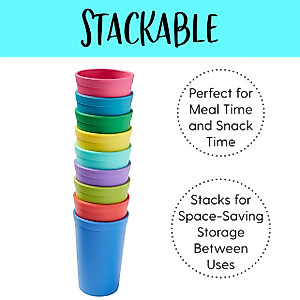 ECR4Kids My First Meal Pal Drinking Cups, Kids Plastic Tableware, Stackable And Dishwasher Safe, Stackable Tumblers For Baby, Toddler And Child Feeding, 3-Pack - Tropical