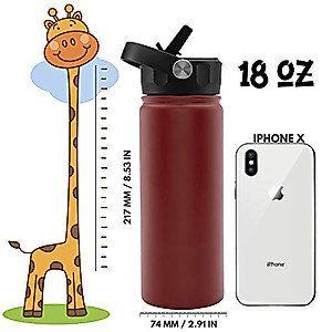 Personalized Kids Water Bottle w NAME & 36 ICON FREE ENGRAVING! Custom Toddler Water Bottle for Children | 18 oz - 9 Color | BPA Free - Double Wall Insulated