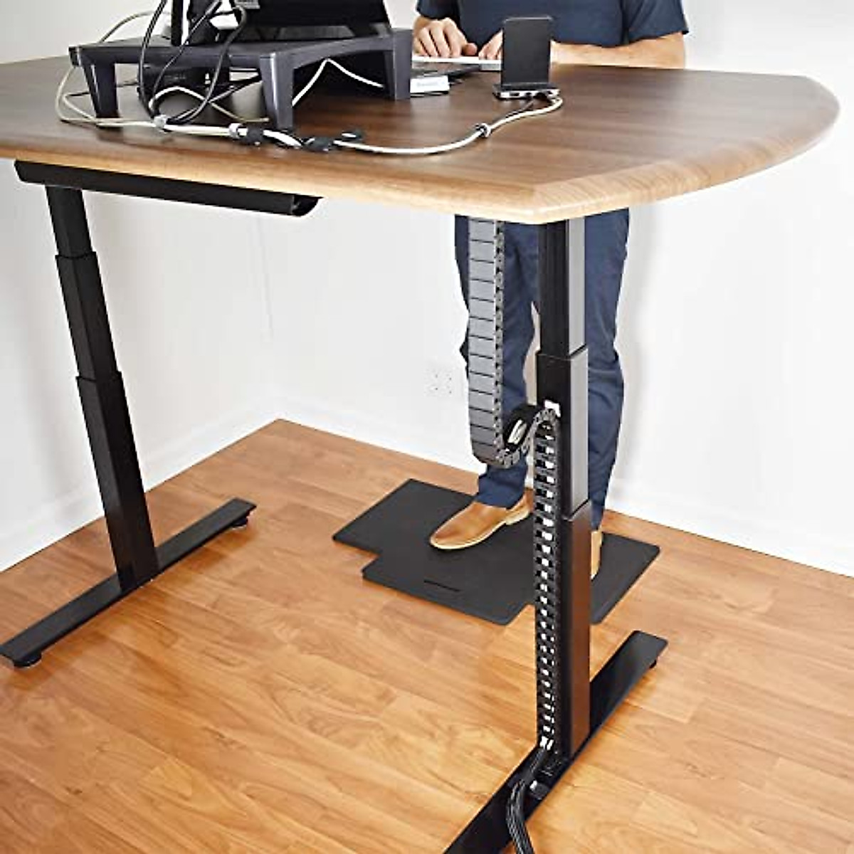 PivyCord-V Flex Chain Raceway Cable Management Solution for Sit-Stand Variable Height Desks, Flexible Cable Raceway to Hide, Organize and Protect Wires and Cables