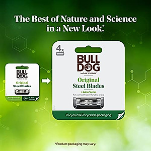 Bulldog Mens Skincare and Grooming Original Razor Blades Refills for Men, 4 Count