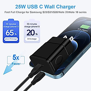 Super Fast Charger Type C,25W USB C Wall Charger Block Box Power Brick Fast Charging for iPhone 14,Samsung Galaxy A13 5G,S23 Ultra,S22 FE,A14,S21,A03s,A54,A23,A04s,A34,iPad Pro/Air 4,Google Pixel 7pro