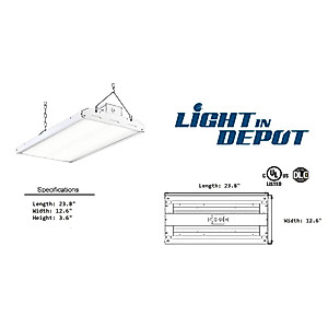 Light in Depot 2ft 110w Commercial LED Linear Bay Light 5000K (250w /400w MH Equal) Shop Light, AC 120-277v, Warehouse Aisle Area Light, Garage, 0-10V Dimming, UL/DLC Complied (110w, 6 Pack)