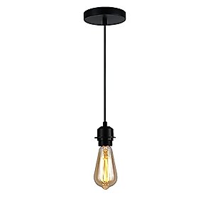 Yzyaxsaa Industrial Mini Pendant Light Kit, E26 Vintage Style Black Cord Hanging Light Fixture,be Applicable Overhead Lamps for Farmhouse Bedroom Home Ceiling Chandelier Decors (Black)