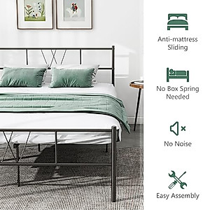 Wonder Comfort Twin Size Bed Frame Metal Platform with Headboard and Footboard/11 Inch Underbed Storage/Firm Support & Easy Set up Structure, Black