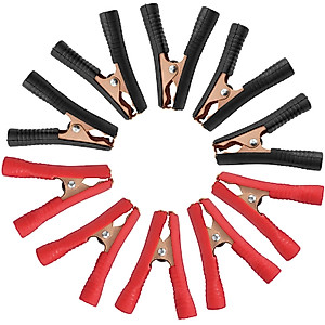 Qjaiune 10Pcs 100A Insulated Alligator Clips Electrical Heavy Duty Alligator Clamps, Battery Replacement Cable Metal Spring Loaded Jumper Clips for Car Auto Vehicle Boat (Red & Black）