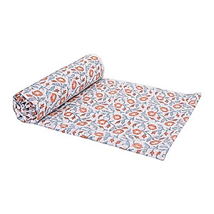 Trade Star 3 Yard Hand Block Printed Fabric, 100% Cotton Running Natural Dye Sanganeri Indian Floral Print Fabric by The Yard Width 44 Inches (Pattern 18)