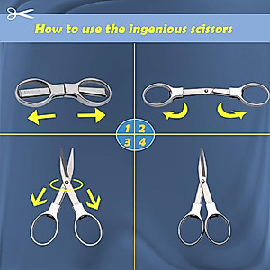 2Pcs Folding Scissors,Safe Portable Travel Scissors,Stainless Steel Telescopic Cutter Used for Home Office, Safety Portable Travel Trip Scissors