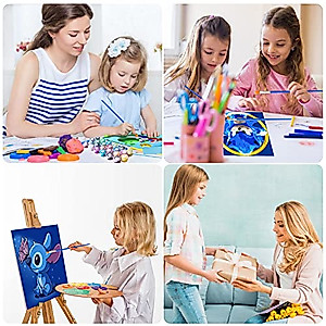 CarlonLin 4 Pack Paint by Numbers for Kids Ages 4-8, Paint by Numbers 8"X 8" Framed Canvas, Paint by Numbers for Kids Ages 8-12, DIY Acrylic Cartoon Oil Painting for Home Wall Decor