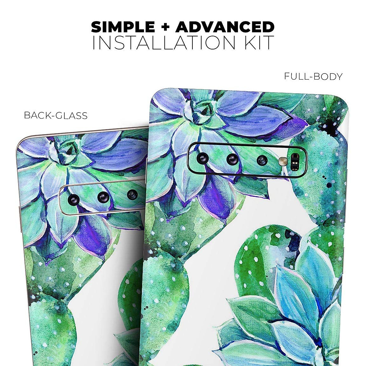 DesignSkinz Watercolor Cactus Succulent Bloom V12 Protective Vinyl Decal Wrap Skin Cover Compatible with The Samsung Galaxy S20 (Screen Trim & Back Glass Skin)