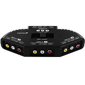 Fosmon A1602 RCA Splitter with 3-Way Audio, Video RCA Switch Box + RCA Cable for Connecting 3 RCA Output Devices to Your TV