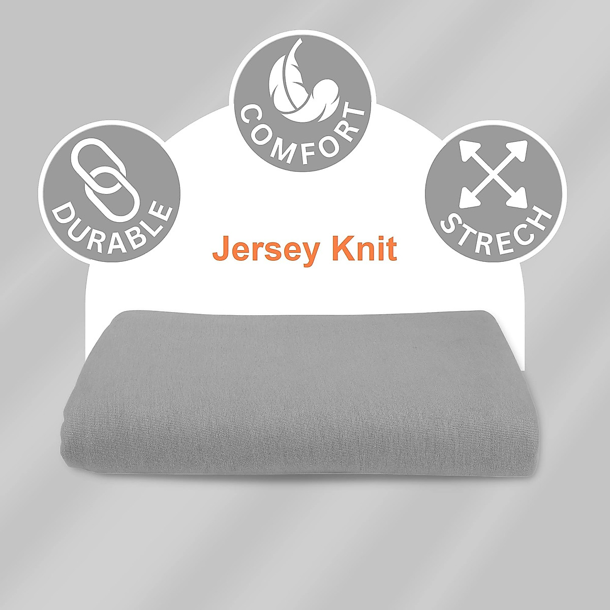 IDEAhome Jersey Knit Cot Fitted Sheet 75" x 33" with 8" Deep Pocket, Suitable for Bunk Beds, Camping, RVs, Folding Beds - Soft, Breathable and Flexible - Grey