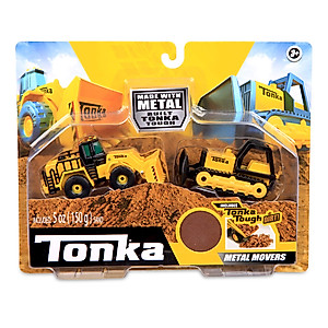 Tonka - Metal Movers Combo Pack Series 2 - Bulldozer and Front Loader , Yellow, Unisex Children