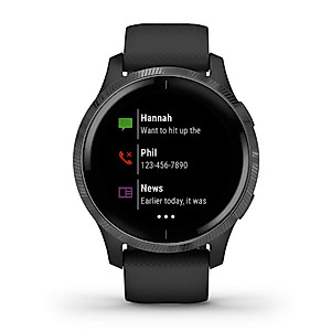 Garmin Venu, GPS Smartwatch with Bright Touchscreen Display, Features Music, Body Energy Monitoring, Animated Workouts, Pulse Ox Sensor and More, Black, 010-N2173-11 (Renewed)