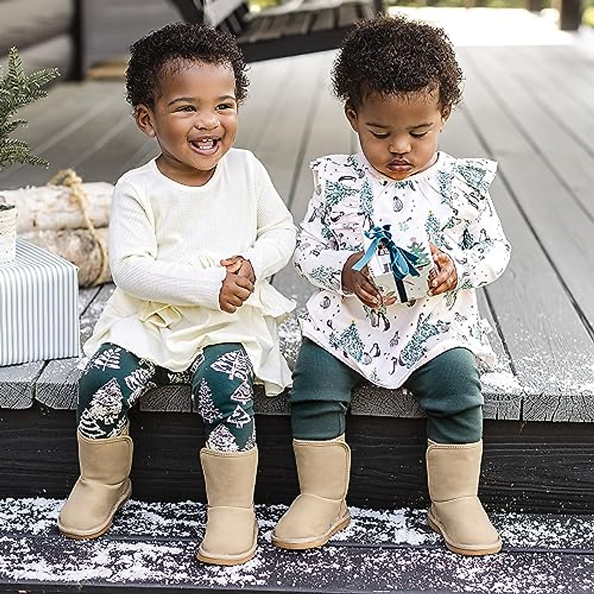 Burt's Bees Baby Baby Girl's Top and Pant Set, Tunic and Leggings Bundle, 100% Organic Cotton, Evergreen Penguins, 3T