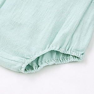 1st Birthday Outfit Boy, Smash Cake Outfit Boy Infant Baby Boho One-Piece Sleeveless Cotton Backless Overalls Romper Summer Jumpsuit Clothes for Cake Smash Photo Shoot Light Blue 12-18 Months