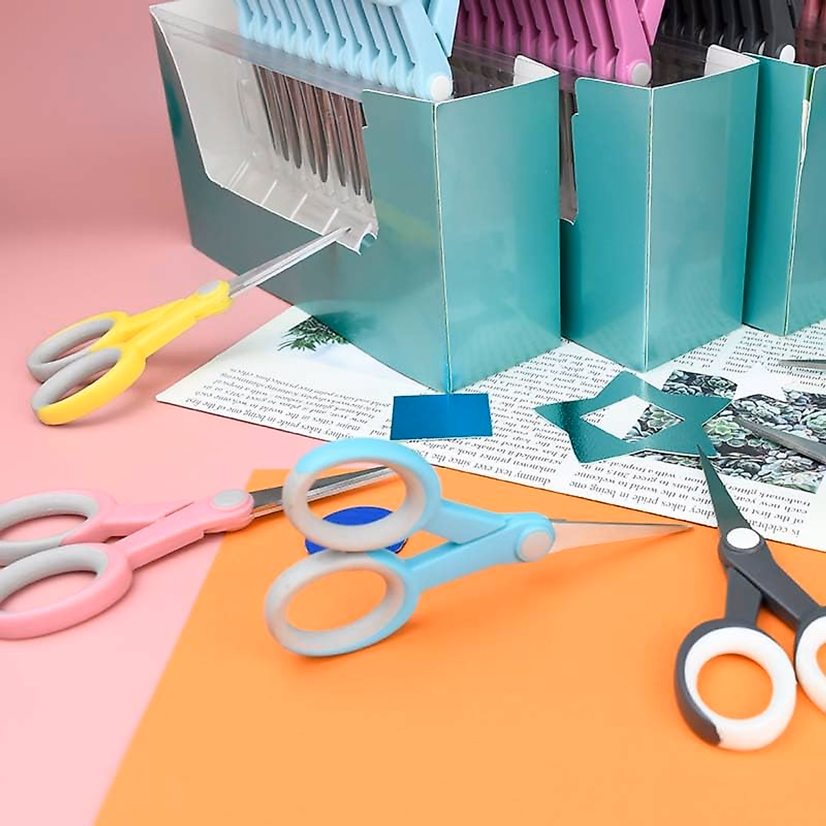 5.5 Inch Pastel Small Craft Scissors, Mini Point Tip Kids Scissors,Comfort-Grip Stainless Steel Sharp Fabric Sewing Shears All Purpose Embroidery Scissors for Cutting, Scrapbooking, Crafting(Pink)