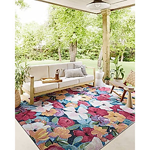Loloi II Botanical Collection BOT-02 Navy/Multi, Indoor/Outdoor 7'-10" x 11'-2" Area Rug