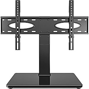 Rfiver Universal Swivel TV Stand Table Top TV Stand for 37-65,70,75 Inch LCD LED TV up to 110 lbs -Height Adjustable Center Pedestal Stand Replacement with Heavy Duty Tempered Glass Base