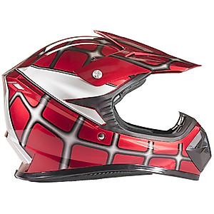 Typhoon Kids Pee Wee Off Road Motocross Gear Combo Helmet Gloves Goggles & Chest Protector Red - Large