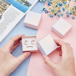 NBEADS 24 Pcs 5x5x3cm Cardboard JewelryBox, Kraft Paper Boxes Samll Box Square Colorful Ring Box Wedding Supplies Creative Candy Box Party Festivals Wedding Occasions