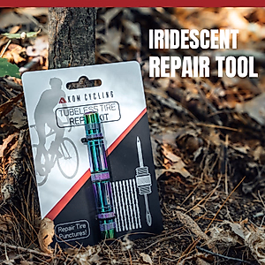 KOM Cycling Tubeless Tire Repair Kit for Bikes – Pink and Iridescent Bundle! Fixes Mountain Bike and Road Bicycle Tire Punctures – Includes Tire Repair Fork and Reamer, 8 Bacon Strips.