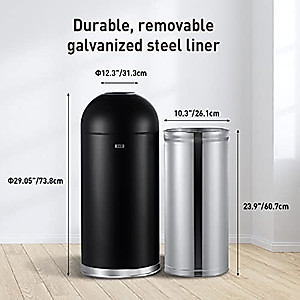 EKO Black Steel 56L Round Open Top Eternal Commercial Trash Bin