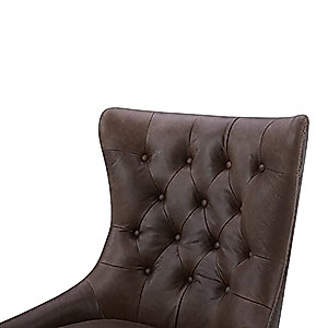 Amazon Basics Kingsolver Tufted Leather Living Room Accent Chair, 28''W, Dark Brown