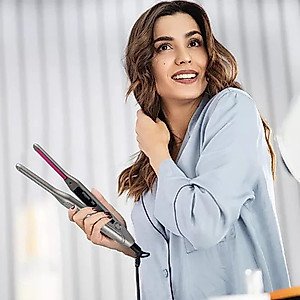 Short Hair Small Flat Iron, Hair Straightener and Curling Iron in one, mvxitanny Pencil Hair Straightener, Adjustable Temperature Straight with 1/3 inch Beard, Instant Heating, Dual Voltage