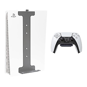 HIDEit Mounts - Wall Mount & Controller Bundle for PS5 - Includes Steel Wall Mount & Rubber Dipped Controller Holder - Patented Wall Mount for PlayStation 5 Disc & Digital - Not PS5 Slim Compatible