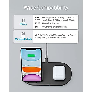 Anker Wireless Charging Station, PowerWave Sense 2-in-1 Station with 5 ft USB-C Cable, for iPhone 14/14 Pro/14 Pro Max/13/13 Pro Max, Samsung, AirPods and More (Adapter Not Included)