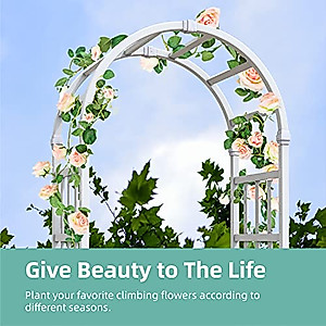 Qikdesign 40" W x 86" H Vinyl Arch, Vinyl Arbor, Garden Arch, Garden Arbor for Climbing Plants, Yard, Garden or Pathway, White
