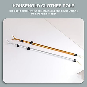 DOITOOL Hanger Retriever Pole with Hook- Adjustable 49in High Reach Closet Pole- Extendable Garment Hook Reaching Stick Pole to Easily Reach Clothes ( Golden )