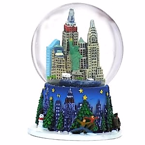 Mini New York City Christmas Snow Globe and Rockefeller Center Skyline NYC Snow Globes