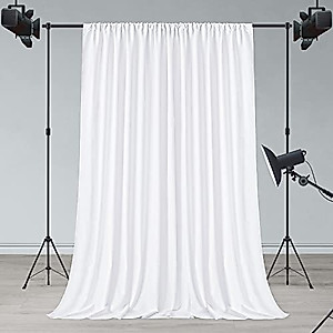 HOMEIDEAS White Backdrop Curtains for Parties, Wrinkle Free Polyester Photography Backdrop Drapes for Wedding Birthday Decorations, 5ft x10ft Set of 2 Panels