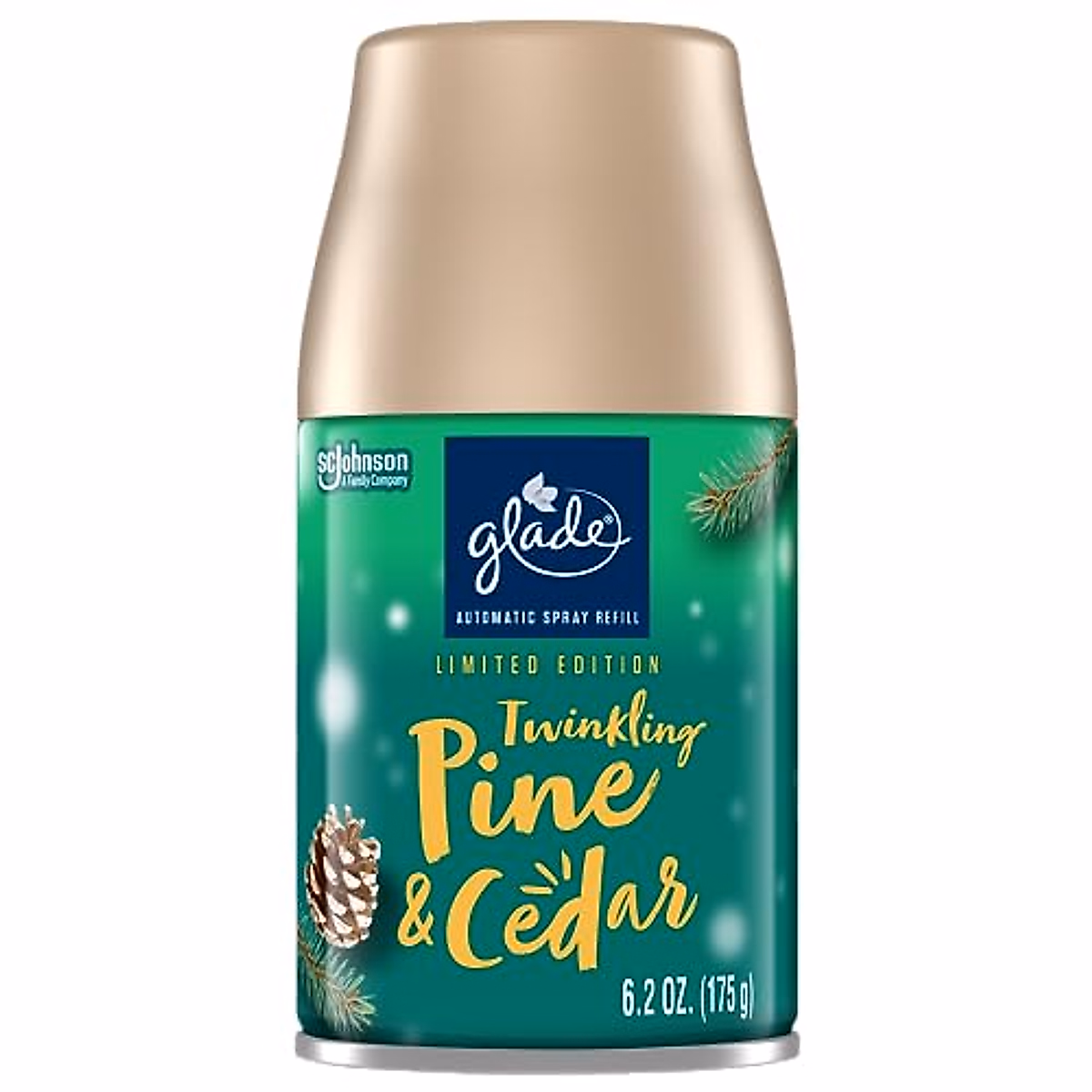 Glade Automatic Spray Refill, Air Freshener for Home and Bathroom, Twinkling Pine & Cedar, Limited Edition Scent, 6.2 Oz