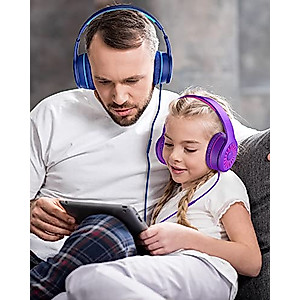 ELECDER i37 Kids Headphones & i45 Wired Headphones with Mic - Foldable Adjustable 3.5mm Jack On Ear Headphones for School Kids Smartphones Computer Kindle Tablet Children Girls Boys Teens Green&Blue
