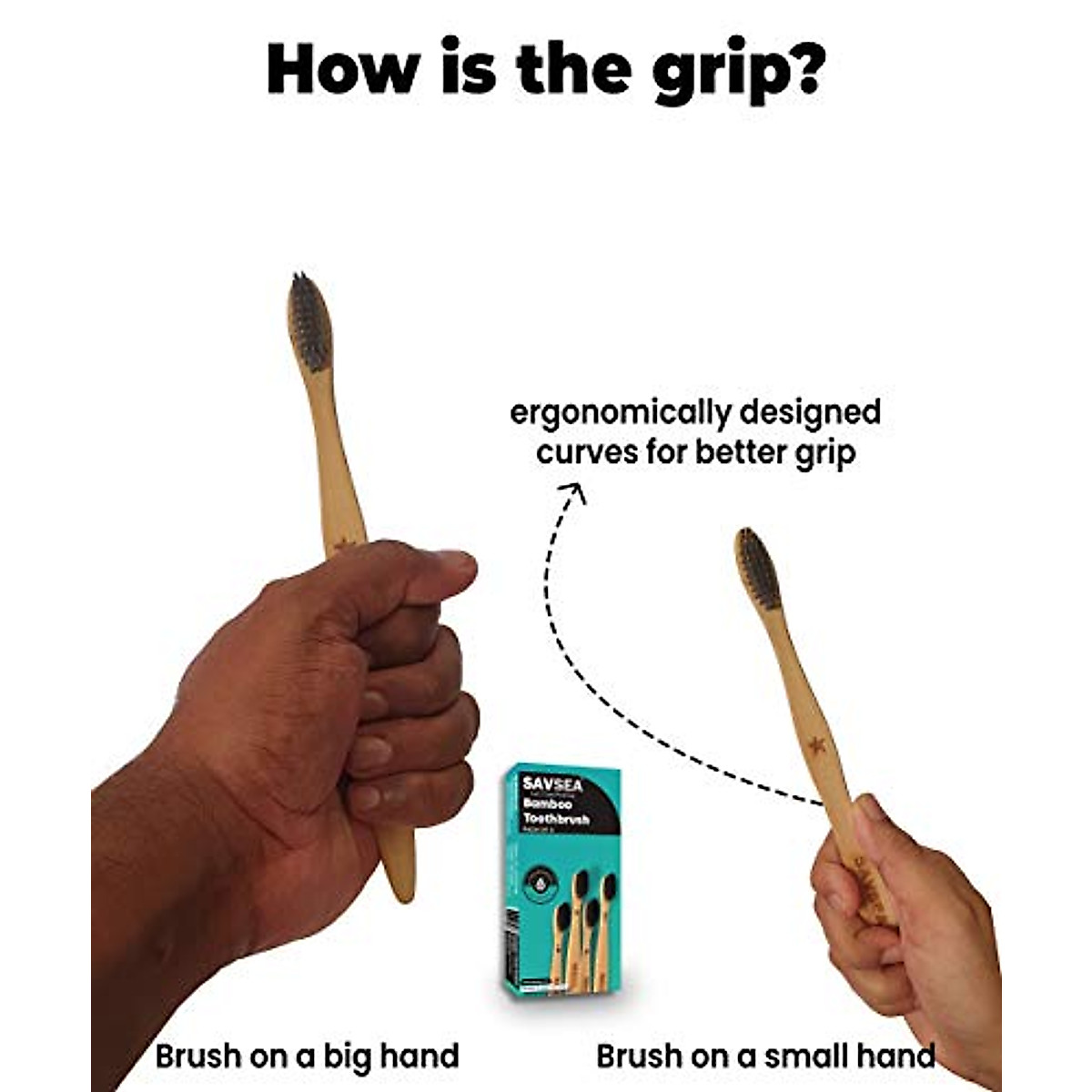 SAVSEA Bamboo Toothbrush with Soft Medium Bristles for Men & Women, (8 Toothbrushes)